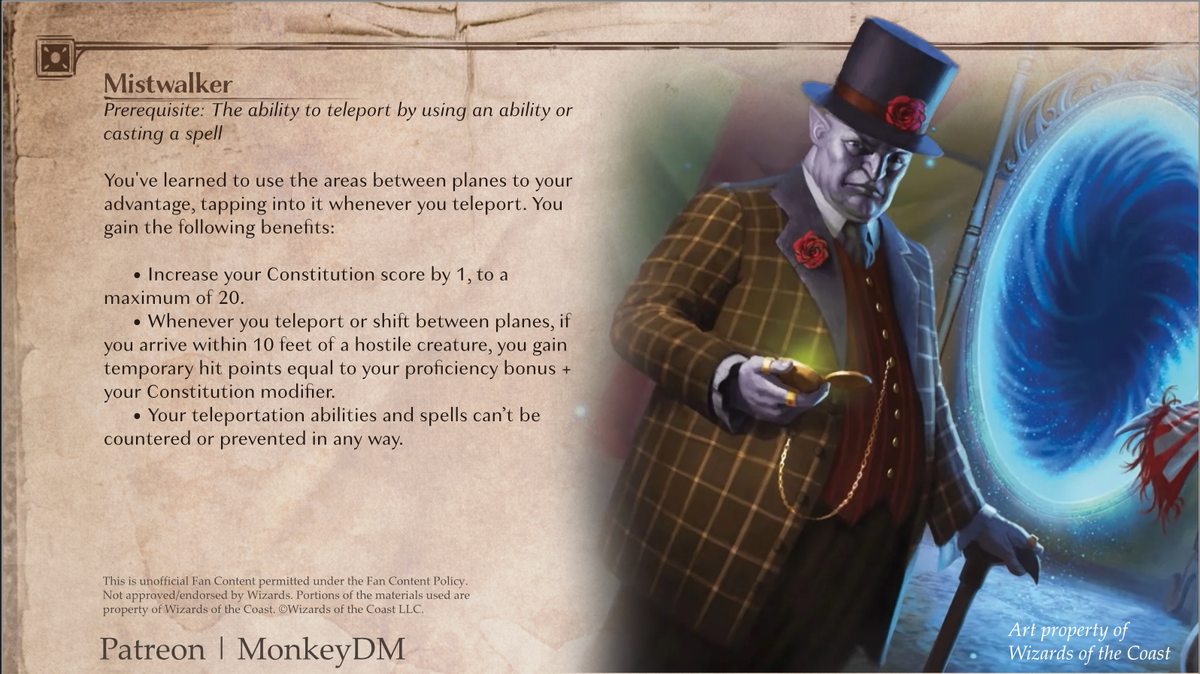 Mistwalker: A D&D 5e Feat to Make Teleportation Offensive [Dread Tides – MonkeyDM