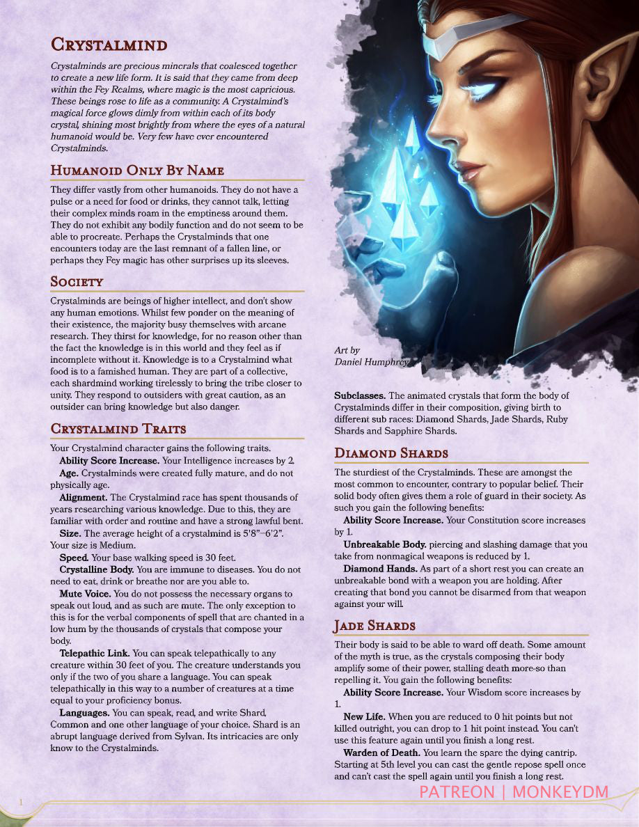 Crystalmind - A mute race of "humanoids" in search of knowledge – MonkeyDM