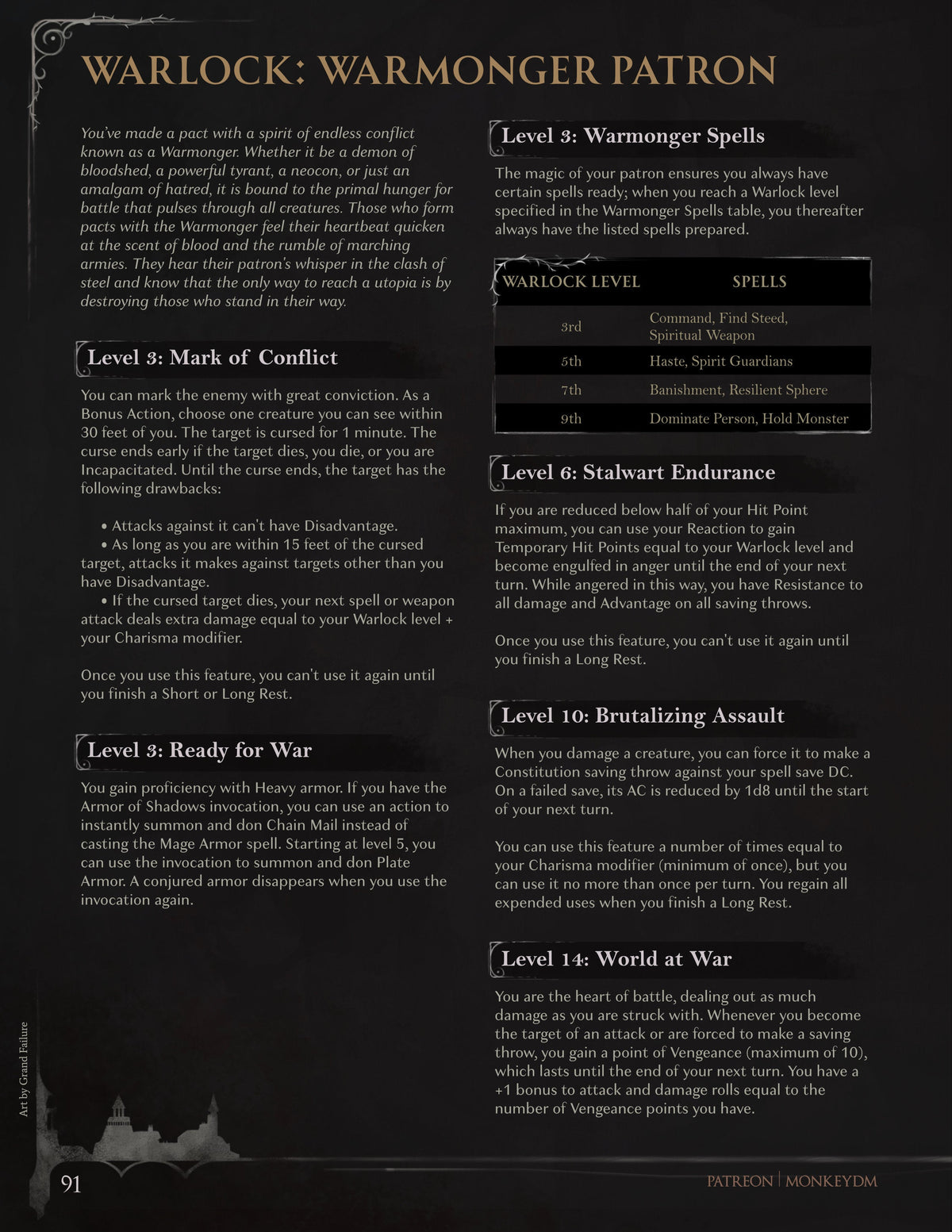 D&D 5e Warlock: The Warmonger - Blood Will Flow [Trench War] – MonkeyDM
