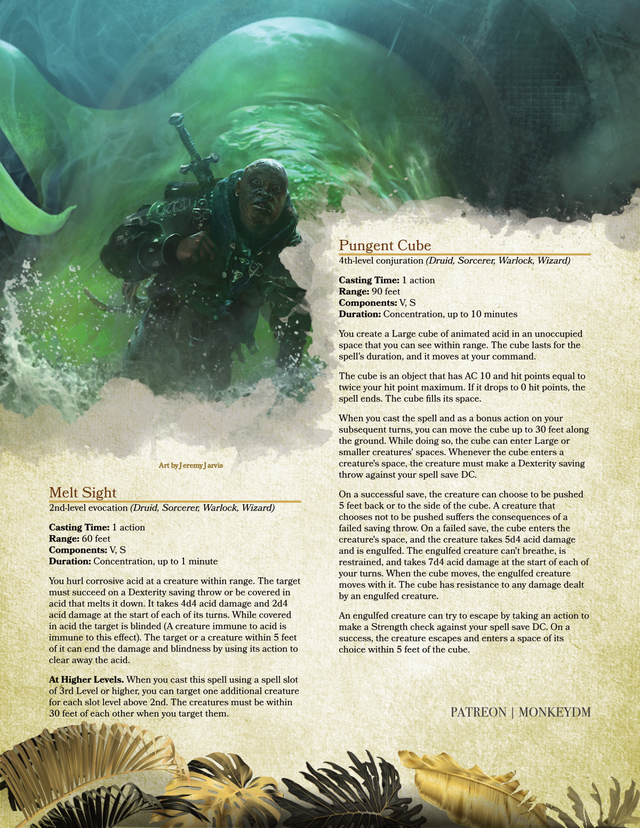 D&D 5e Acid Spells: Melt Sight & Pungent Cube – MonkeyDM