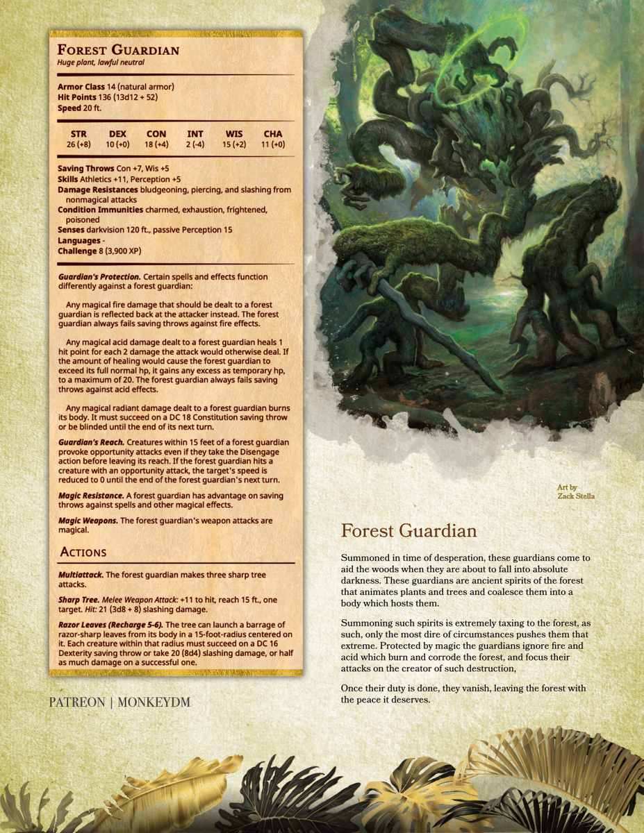 Forest Guardian - D&D 5e Monster [Horrors of the Blighted Woods] – MonkeyDM