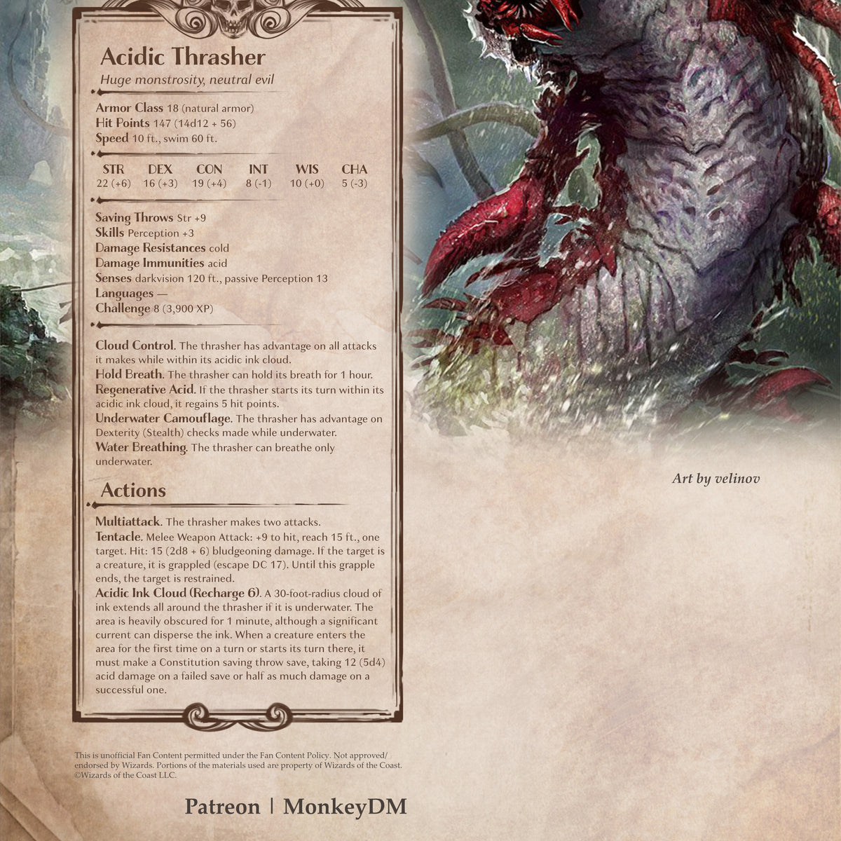 D&D 5e Monster: Acidic Thrasher - Devour your players and their ship ...