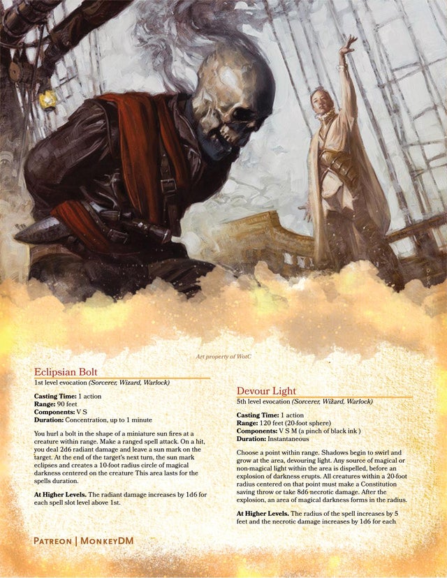 D&D 5e Darkness Spells: Eclipsian Bolt & Devour Light – MonkeyDM