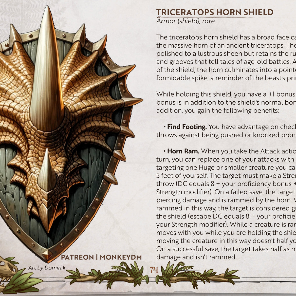 D&D Item - Triceratops Horn Shield - Become as Stalwart as the Beast o ...