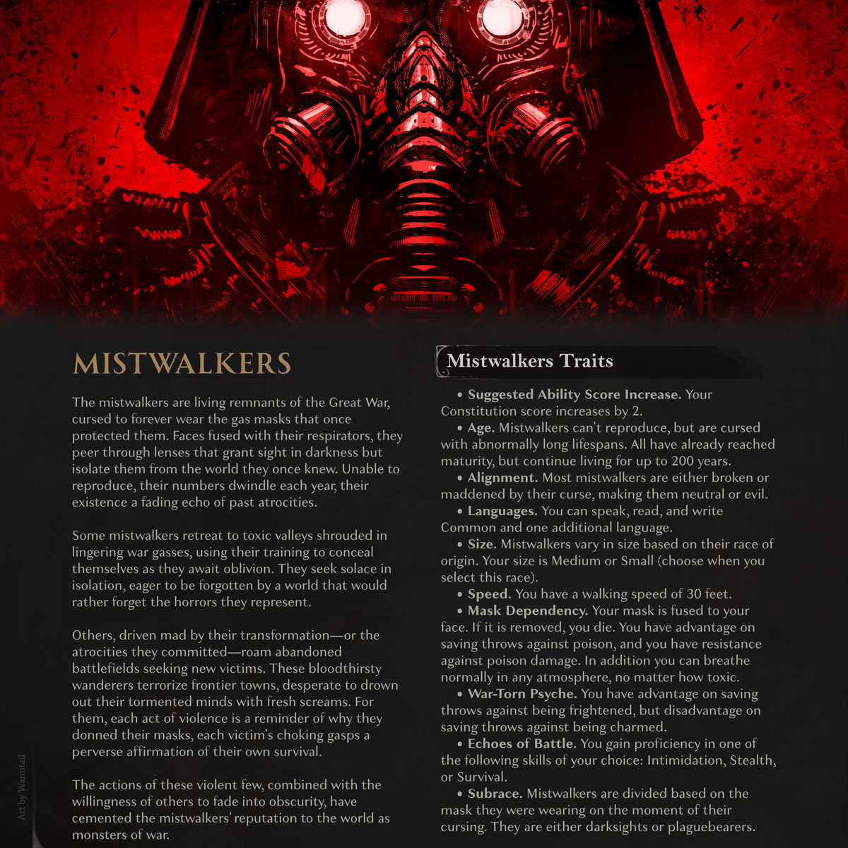 D&D 5e Race - Mistwalkers: An Evil Race Cursed by the Great War [Trenc ...