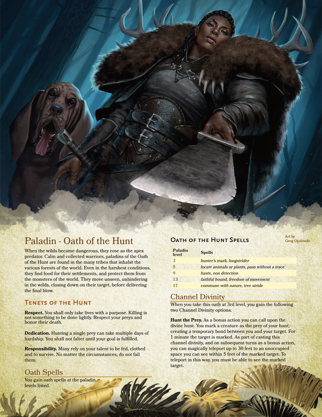 Paladin: Oath of the Hunt - A Survivalist Paladin Subclass for D&D 5e ...