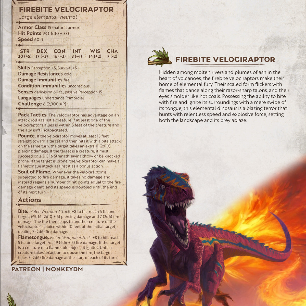D&D 5e Monster: Firebite Veloviraptors - Pyroclastic Pack Hunters [Ech ...