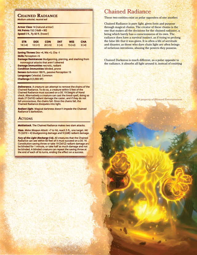 Chained Radiance - A D&D 5e Monster of Pure Light Trapped in Chains ...