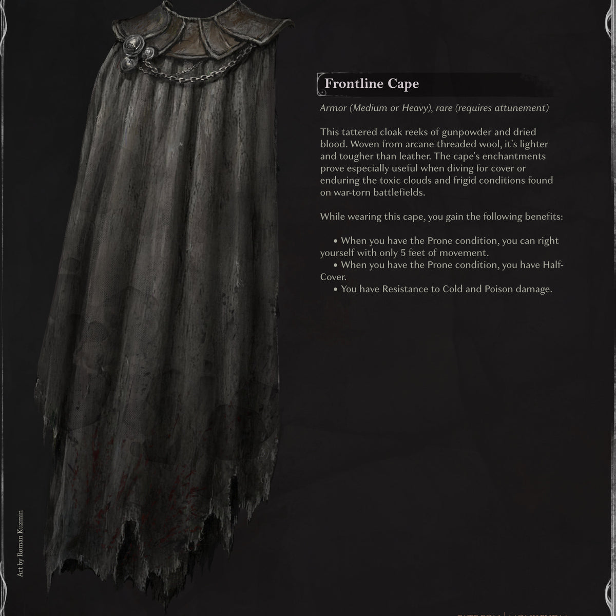 D&D 5e Item: Frontline Cape - Tactical Survival on the Battlefield [Tr ...
