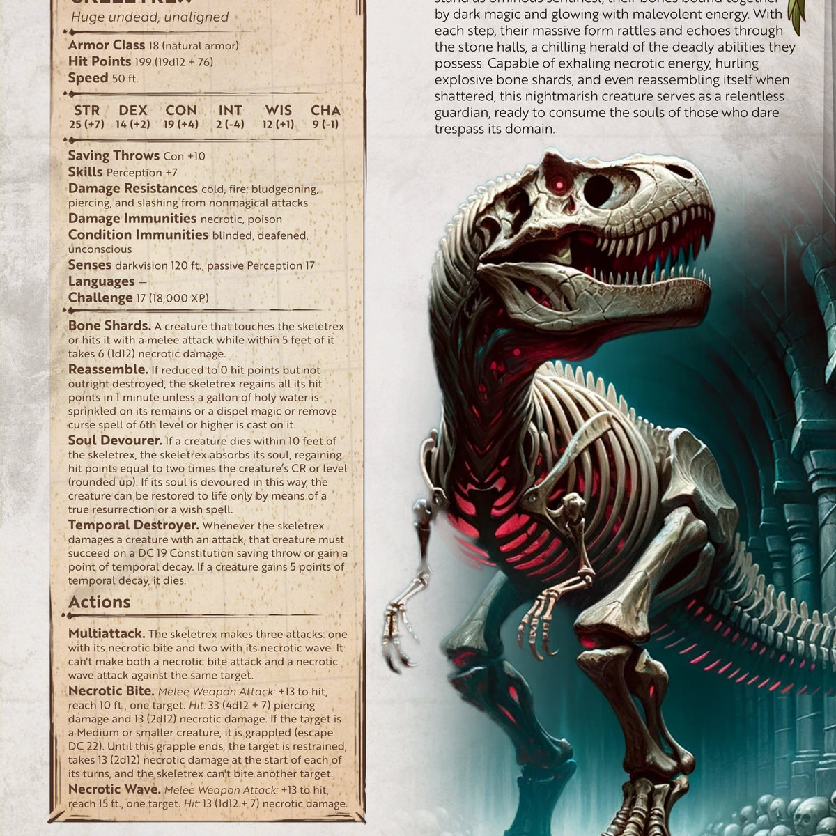 D&D 5e Monster: Skeletrex - When A T-rex meets a Necromancer [Echoes o ...