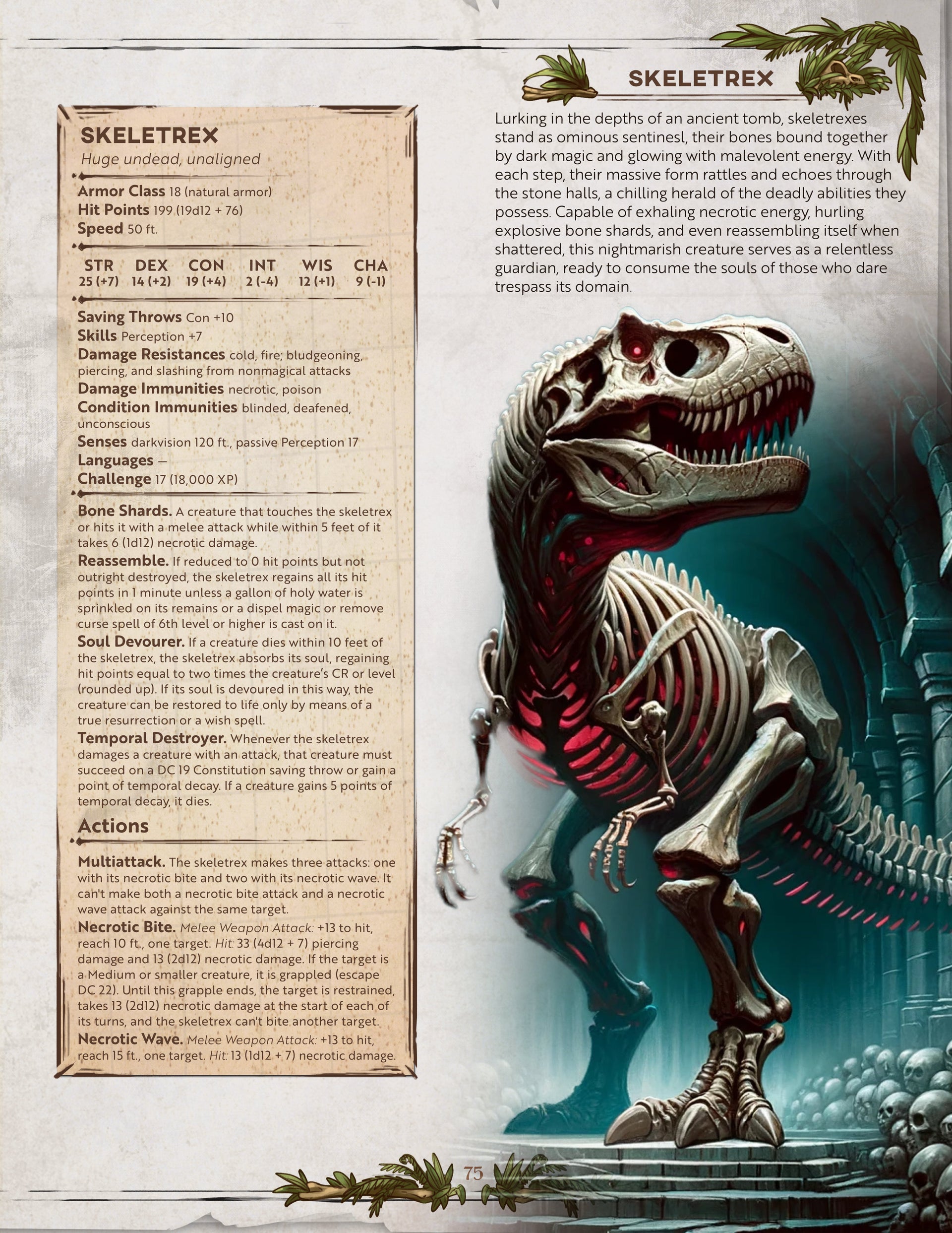 D&D 5e Monster: Skeletrex - When A T-rex meets a Necromancer [Echoes o ...