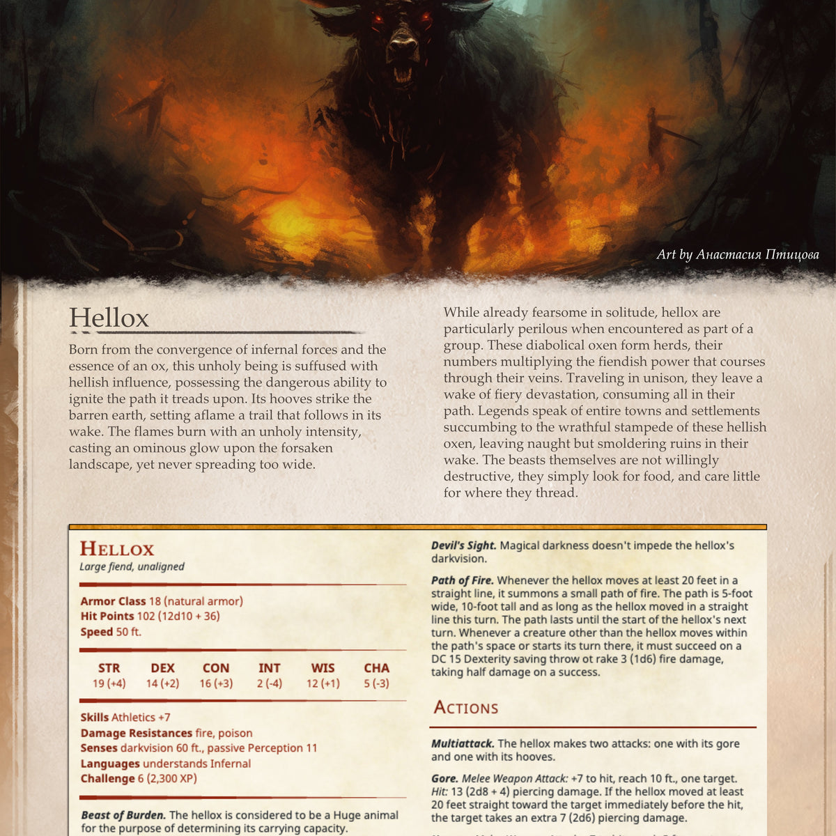 D&D 5e Monster - Hellox: Bulls corrupted by the influence of Hell [Cow ...