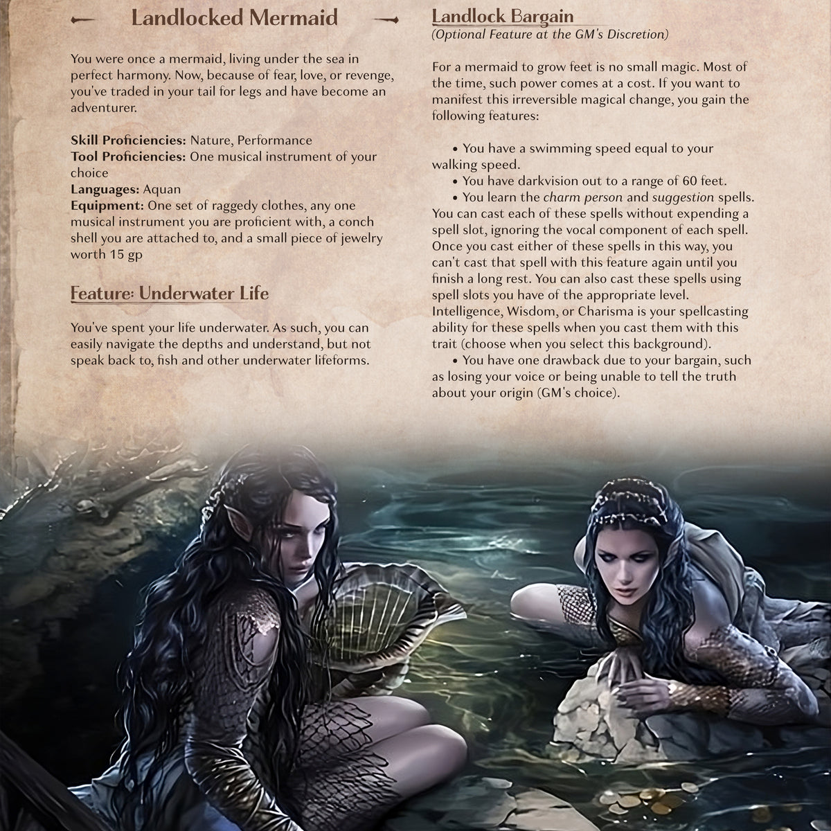 D&D 5e Background: Landlocked Mermaid - Trade Fins for Feet and Embrac ...