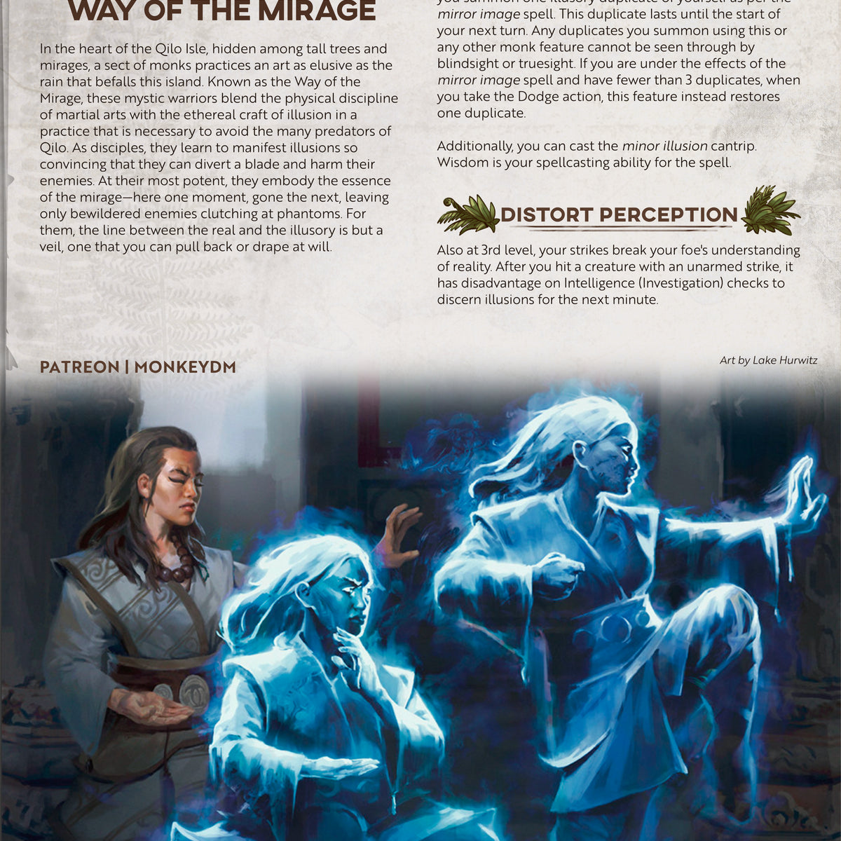 D&D 5e Subclass: Way of the Mirage - A Monk That Weaves Illusions [Ech – MonkeyDM