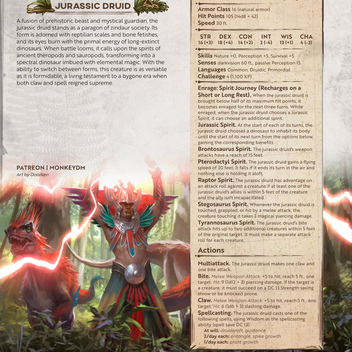 D&D 5e Monster - Jurassic Druid: Dino Druid is the best Druid! [Echoes ...
