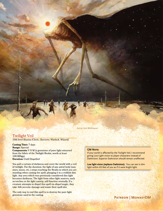 Twilight Veil - A 10th Level Spell for D&D 5e & Rules for Casting It ...