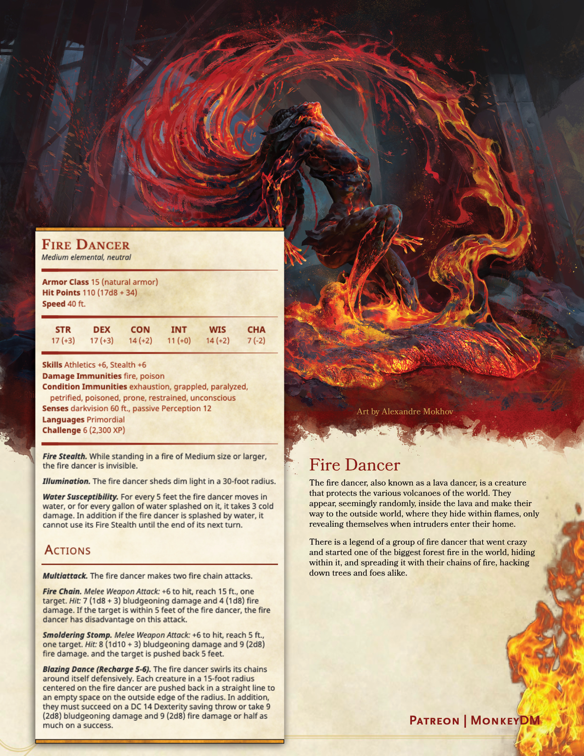 Fire Dancer - A D&D 5e Vulcanic Monster with Hawaiian Influence – MonkeyDM
