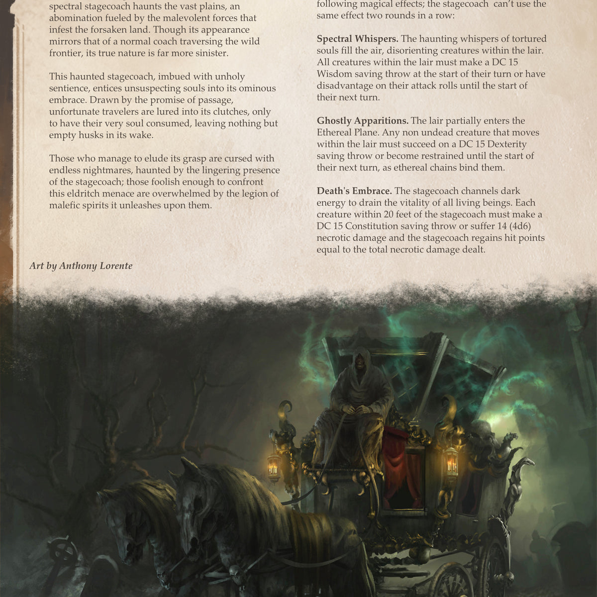 Legendary D&D 5e Monster: Haunted Stagecoach - This ride may be your l ...