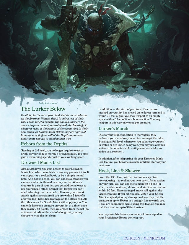 Rogue - The Lurker Below, A deadly oceanic subclass for D&D 5e. – MonkeyDM