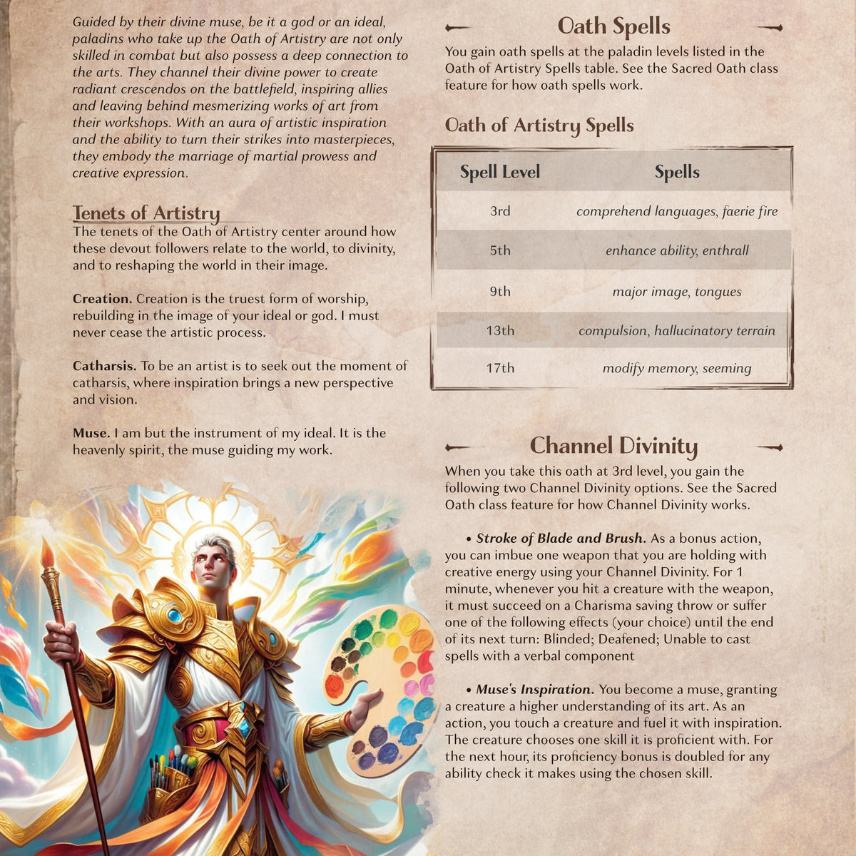 D&D 5e Paladin: Oath of Artistry - When War Becomes your Canvas [Dread ...