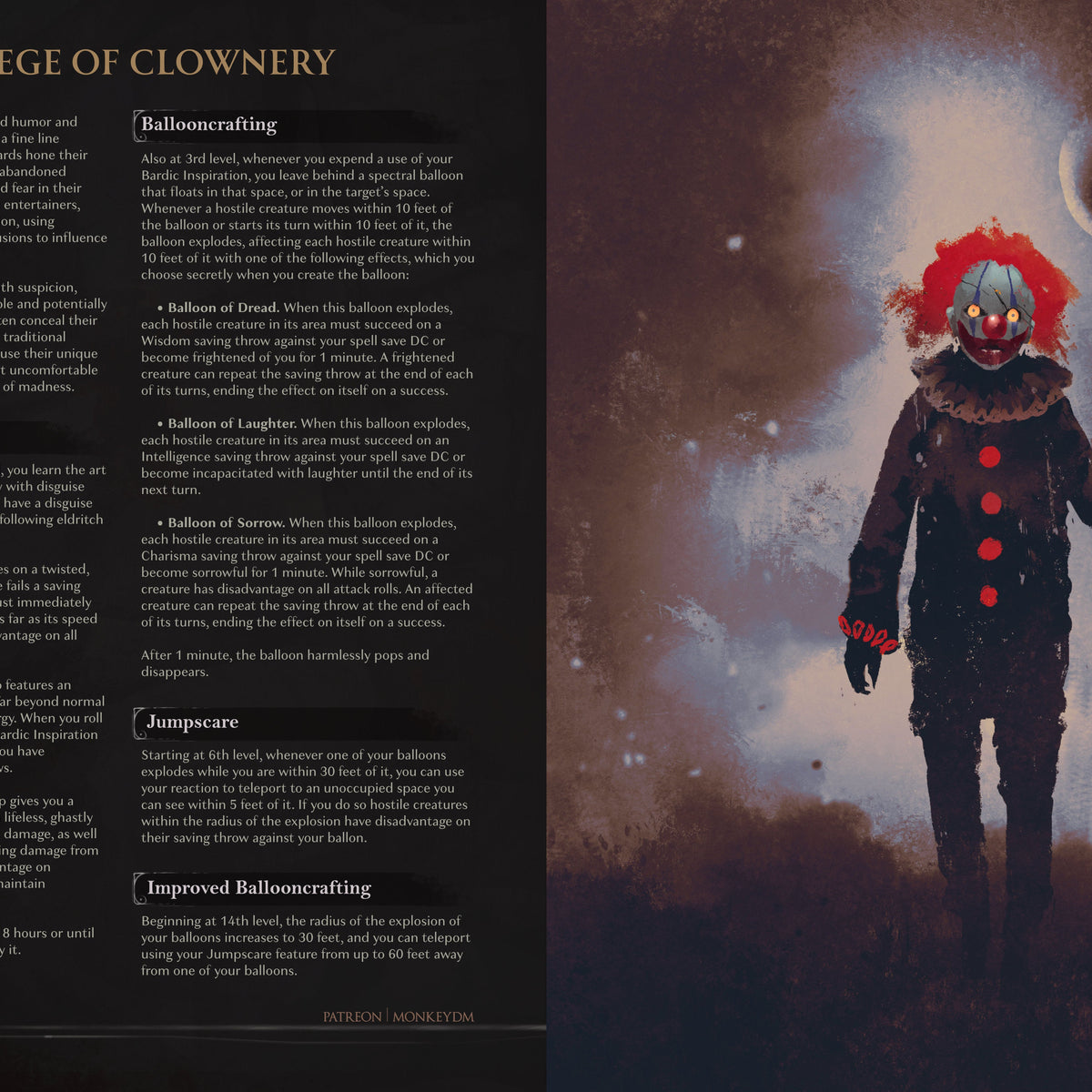 D&D 5e Subclass - College of Clownery: A Bard Subclass That Blends Hor ...