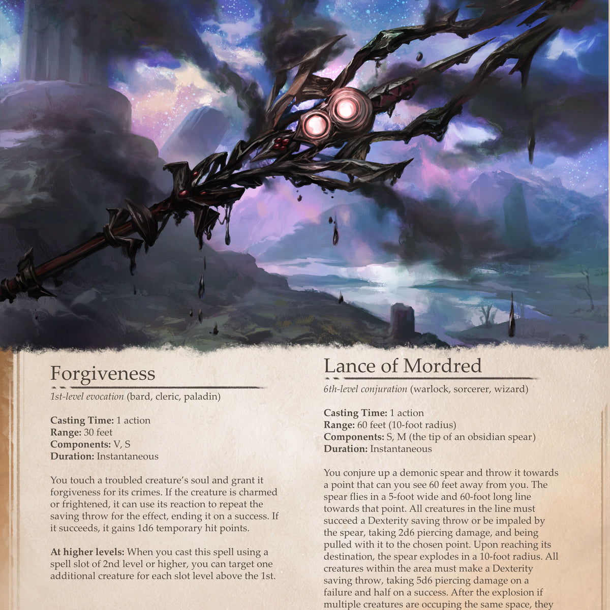 Spells: Forgiveness and Lance of Mordred – MonkeyDM