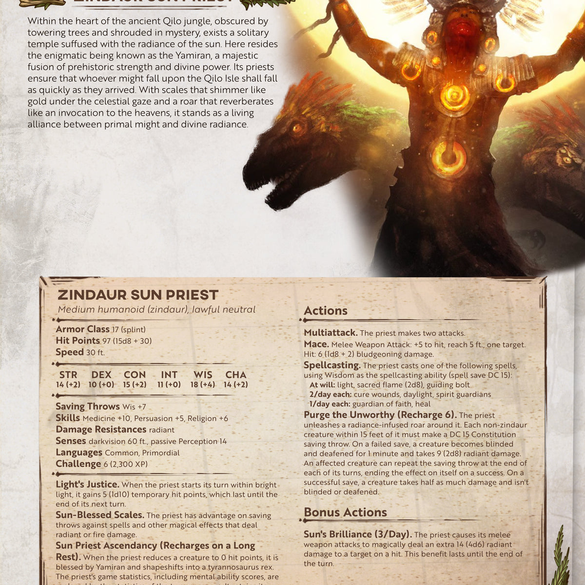 D&D 5e Monster: Zindaur Sun Priests - Clerics That Transform into T-Re ...