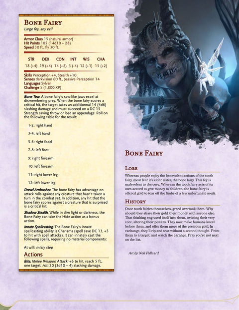 Bone Fairy - New DnD 5e Monster, The Evil Sister of the Tooth Fairy ...