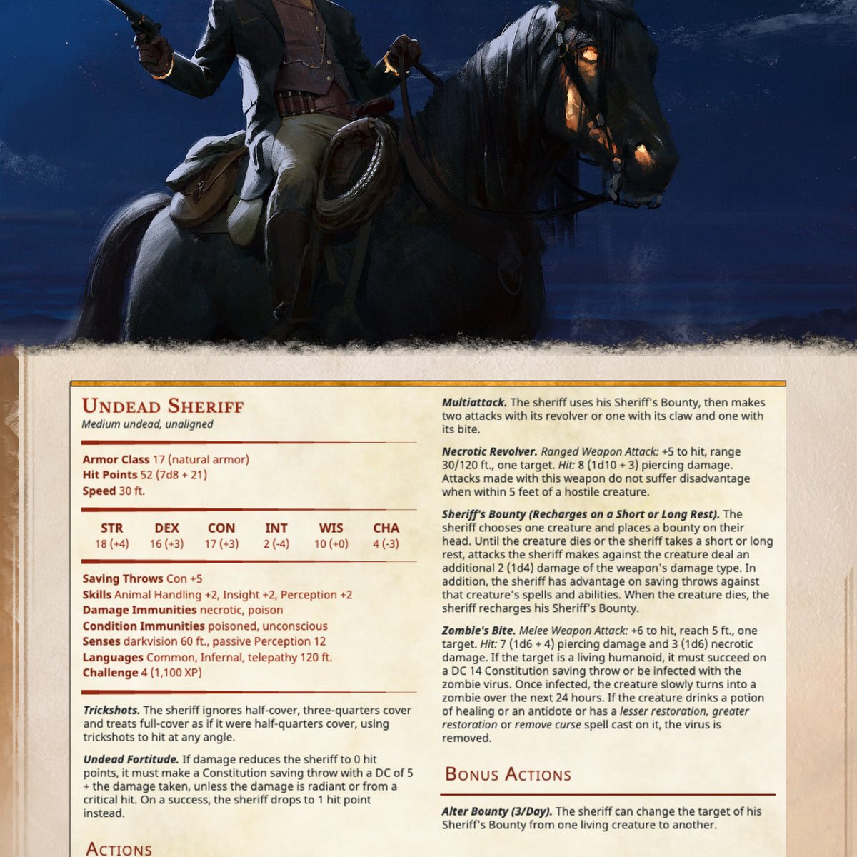 D&D 5e Monster: Undead Sheriff - Dark Enforcers of Cursed Justice [Cow ...